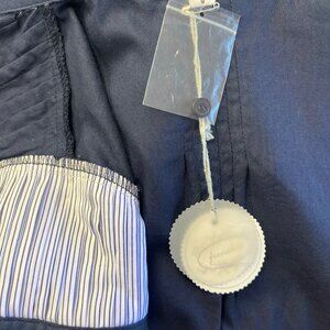 French Chic | Tops | Nwt 200s Deadstock Demure Neck Tie Pleated Cap ...